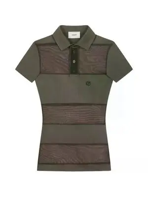 Coperni Sheer Striped Button Polo Shirt
