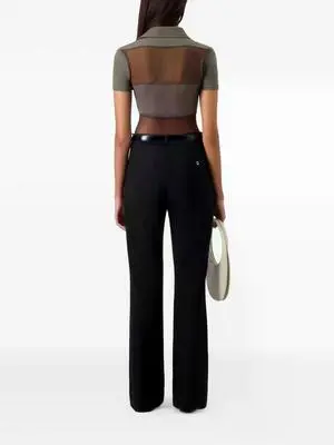 Coperni Sheer Striped Button Polo Shirt