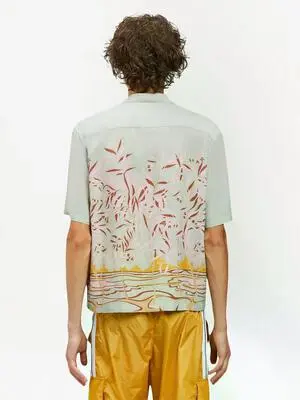 Palm Angels Lagoon-print Short-sleeved Shirt - Green