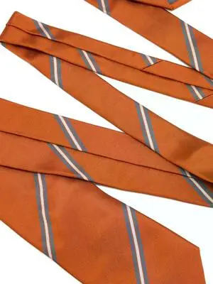 Brunello Cucinelli Striped Neck Tie - Orange
