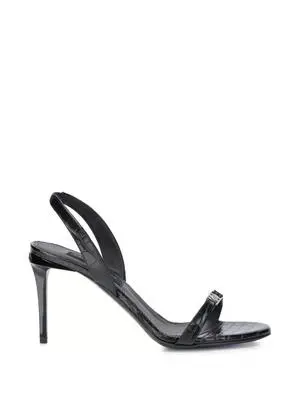 Philipp Plein Croco-print Hexagon-logo Sandals - Black