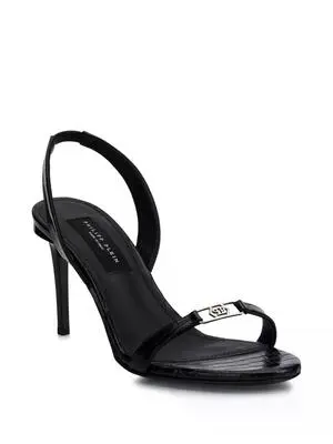 Philipp Plein Croco-print Hexagon-logo Sandals - Black