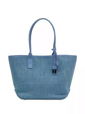 Hogan Embossed-logo Cotton Tote - Blue