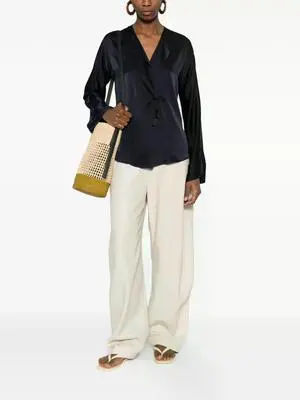 FORTE_FORTE Tassel V-neck Top - Blue