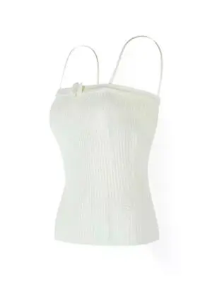 COURREGES Buckled Ribbed Top - Neutrals