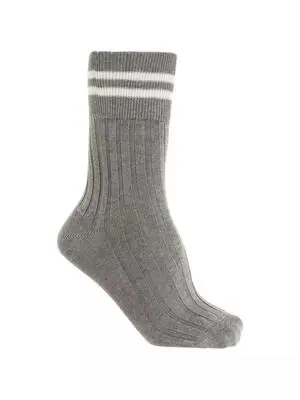 Eleventy Striped Ribbed Knit Socks