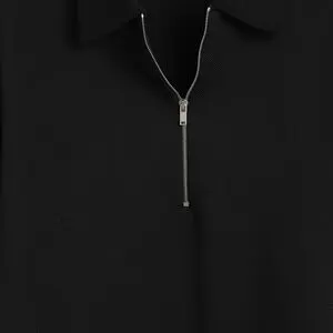 JIL SANDER Zip Short Sleeve Polo - Black