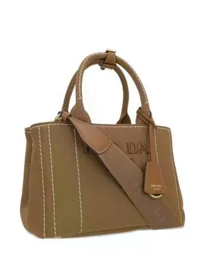Prada Embroidered Jardinière Tote Bag - Brown