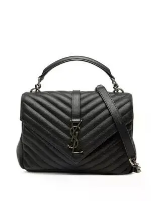 Saint Laurent 2010-2026 Medium Chevron Sheepskin Monogram College Satchel