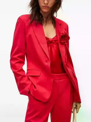 TWINSET Milano Stitch Blazer With Removable Floral Brooch - Red