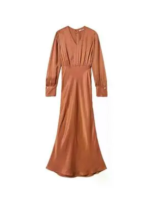 TWINSET Long Sleeve Satin Maxi Dress