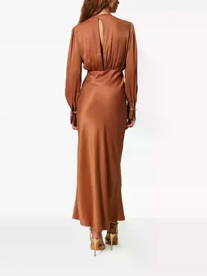 TWINSET Long Sleeve Satin Maxi Dress