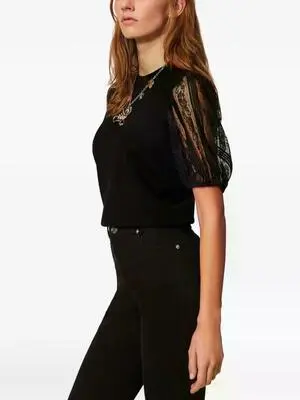 TWINSET Short-sleeve Jumper With Lace Details - Black