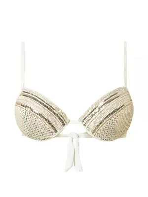 TWINSET Embroidered Bikini Top - White