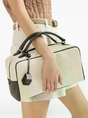 Brunello Cucinelli Explorer Boston Raffia And Leather Tote Bag - Neutrals