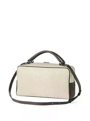 Brunello Cucinelli Explorer Boston Raffia And Leather Tote Bag - Neutrals