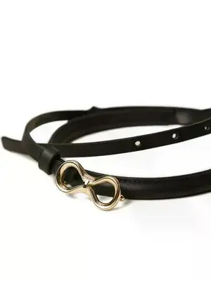 TWINSET Leather Belt With Logo Buckle - Black