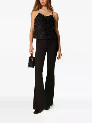 TWINSET Crêpe De Chine And Tulle Top With Floral Appliqués