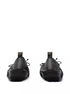 Burberry Perforated Gathered Ballet Flats - Black
