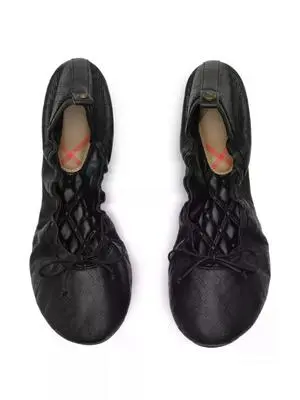 Burberry Perforated Gathered Ballet Flats - Black