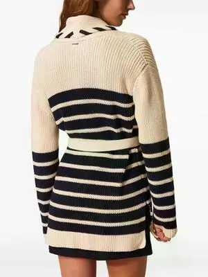 TWINSET Striped Knit Cardigan With Shawl Collar
