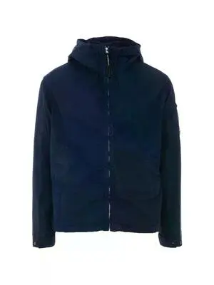 C.P. COMPANY Hooded Jacket With Patch Logo - Blue