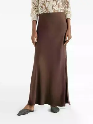 Brunello Cucinelli Slit-detail Maxi Skirt - Brown