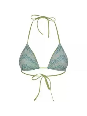Casablanca Wavy-monogram Tie Bikini Top - Green