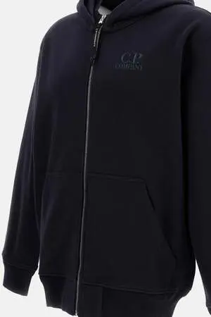 C.P. COMPANY Full-zip Brushed Cotton Hoodie - Blu