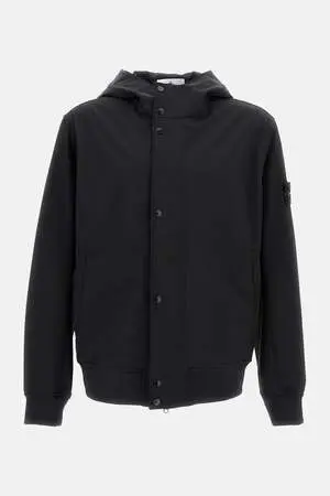 Stone Island Soft Shell Hooded Jacket - Black
