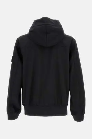 Stone Island Soft Shell Hooded Jacket - Black