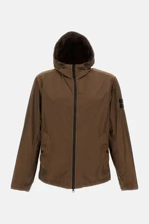Stone Island Hooded Full-Zip Jacket Marrone