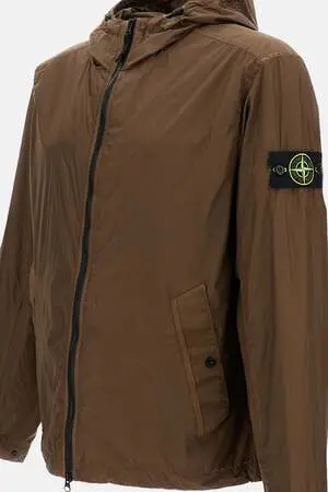 Stone Island Hooded Full-zip Jacket - Marrone
