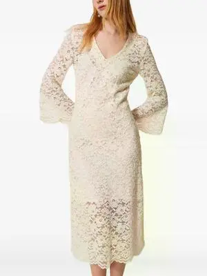TWINSET Laced Flared Midi Dress - Neutrals