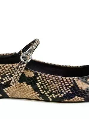 AeydĒ Animal-print Buckle-detail Ballet Flats - Brown