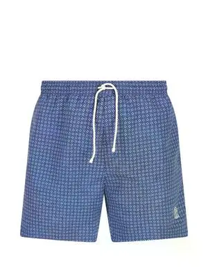 Brunello Cucinelli Geometric-pattern Swim Shorts - Blue
