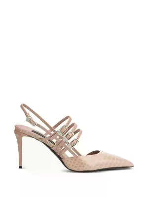 Philipp Plein Croco-print Buckled Slingback Pumps