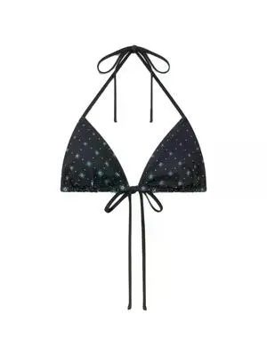 Casablanca Monogram Tie Bikini Top - Black