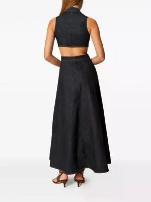 TWINSET Sleeveless Denim Maxi Dress With Cut-outs