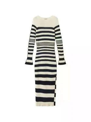 TWINSET Striped Knit Maxi Dress - Blue