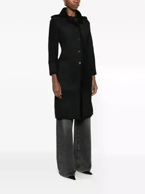 ROMEO GIGLI 1990s Shearling-collar Leather Coat