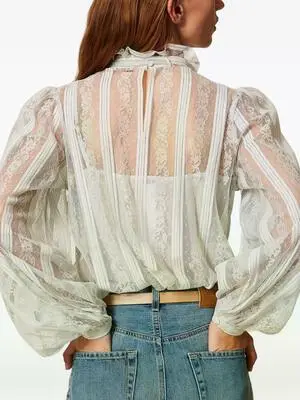 TWINSET Striped Lace Blouse With Bow