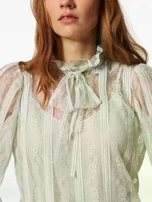 TWINSET Striped Lace Blouse With Bow