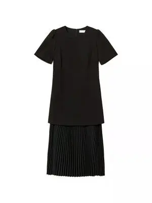 TWINSET Recycled Crêpe De Chine Midi Dress With Pleated Insert - Black