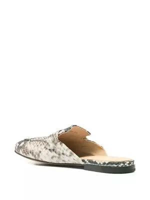 Officine Creative Blair Snakeskin-effect Flat Mules