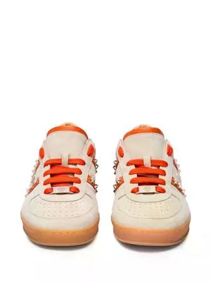 Philipp Plein Retro Rebel Star-studs Leather Low-top Sneakers - Neutrals