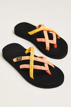 Teva Olowahu Cross-strap Sandals - Neon Coral Multi