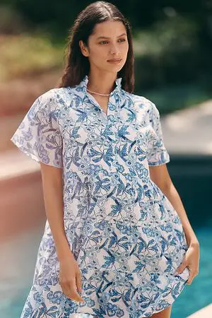 RO'S GARDEN Vibeka A-line Mini Dress - Blue Pattern