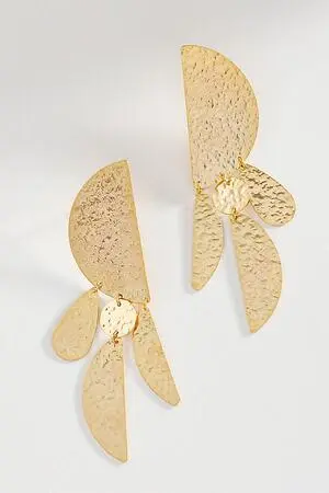 Anthropologie Textured Crescent Earrings - Gold