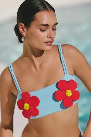 NAU BIKINIS Daisy Square-neck Bikini Top